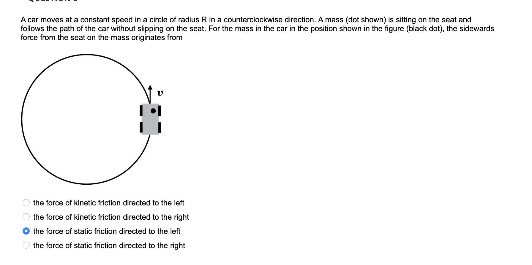 Solved A car moves at a constant speed in a circle of radius | Chegg.com