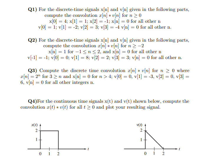 Solved Q1) For the discrete-time signals x[n] and v[n] given | Chegg.com