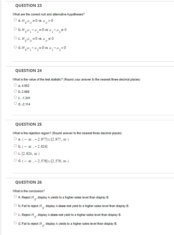 Solved Use the following setup for questions 22-26: A | Chegg.com
