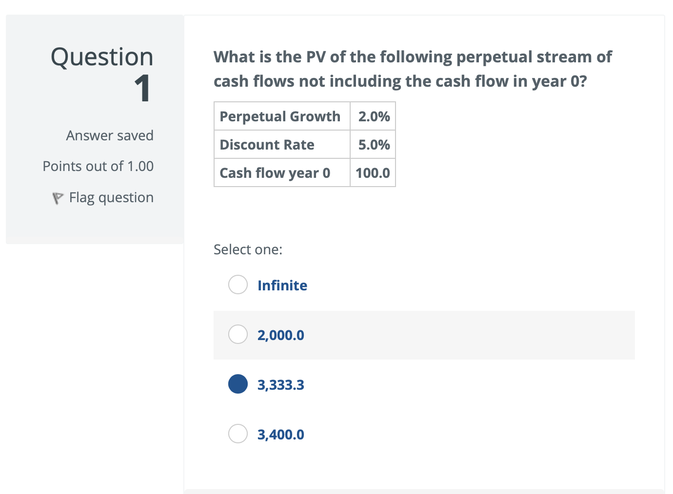 Solved Question What is the PV of the following perpetual | Chegg.com