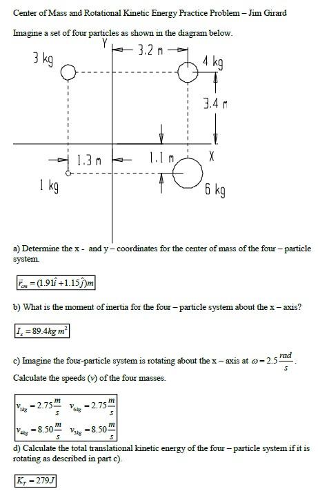 Solved Center of Mass and Rotational Kinetic Energy Practice | Chegg.com