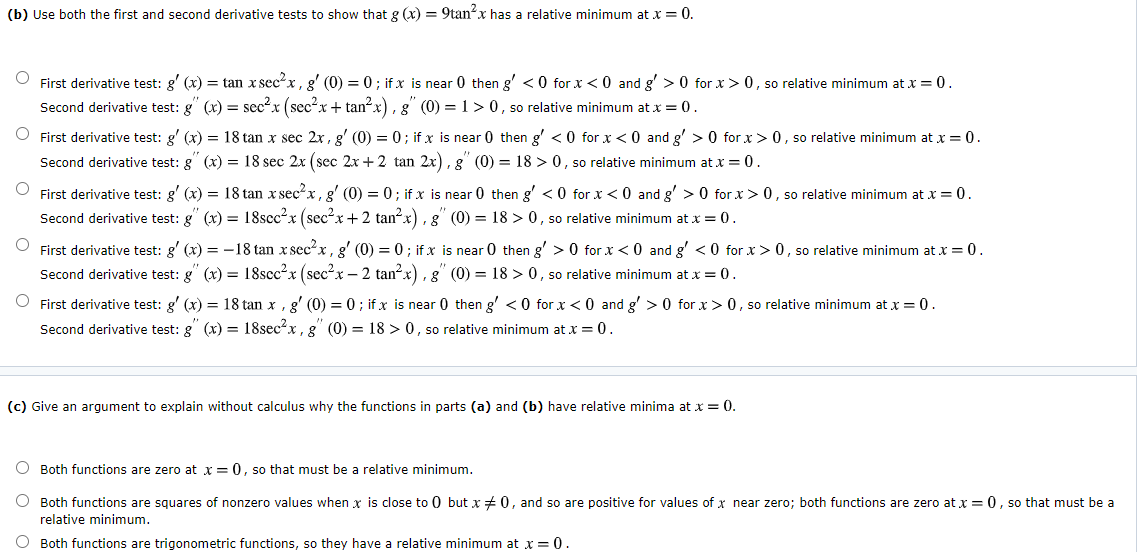 Solved (a) Use both the first and second derivative tests to | Chegg.com