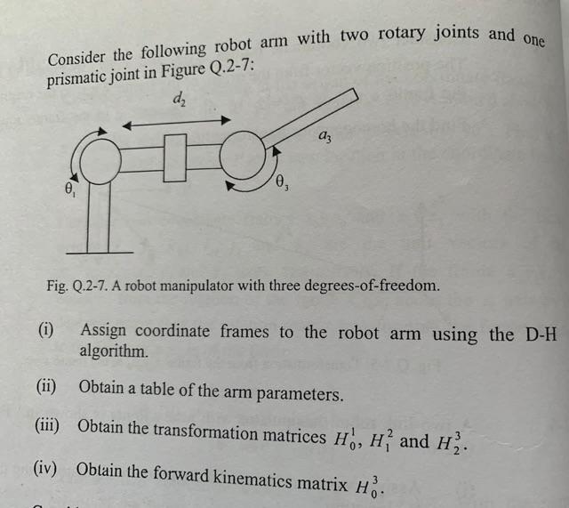 Solved Consider the following robot arm with two rotary | Chegg.com