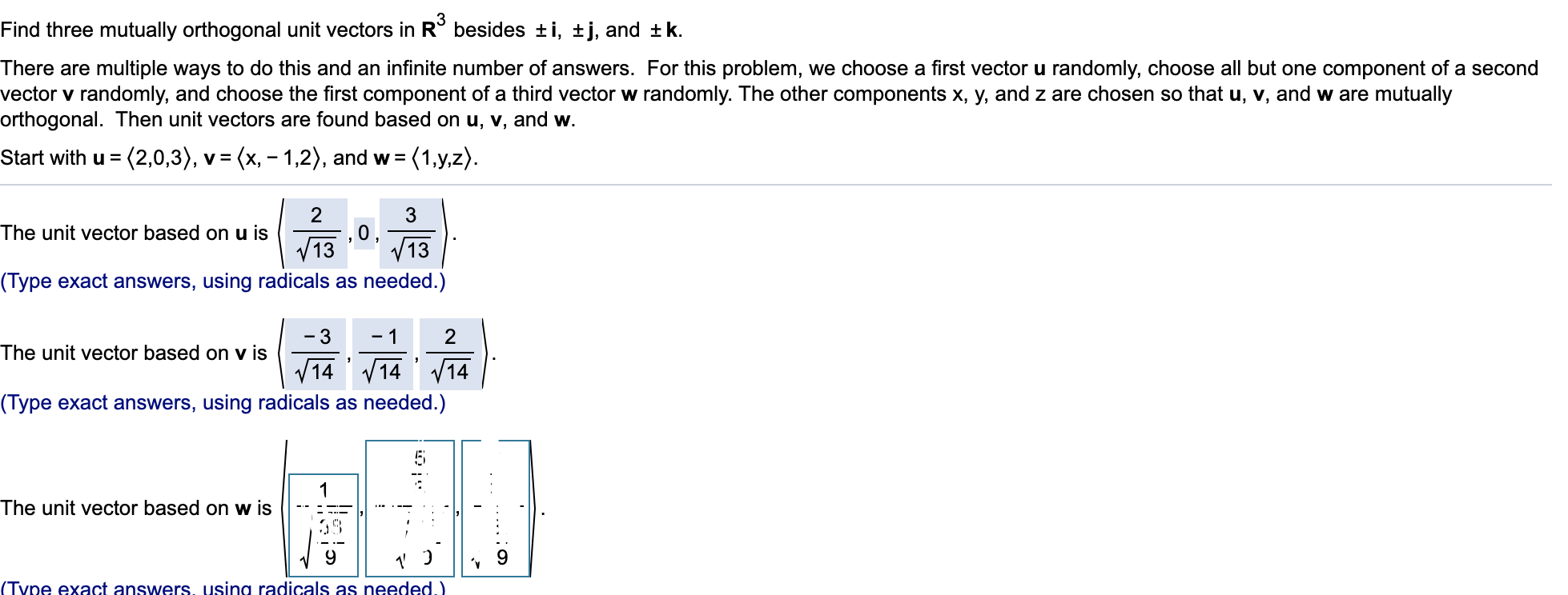 Solved Find three mutually orthogonal unit vectors in | Chegg.com