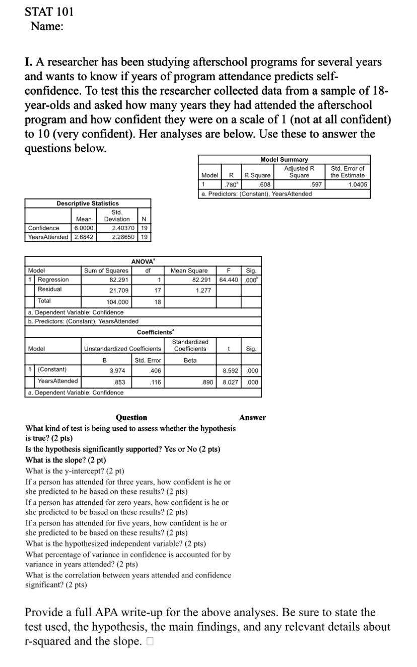 Solved Instructions: Read the instructions for each item | Chegg.com