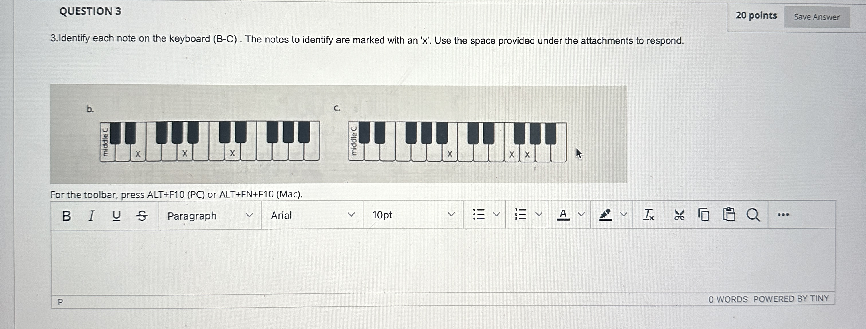Solved QUESTION 33.Identify each note on the keyboard (B-C). | Chegg.com