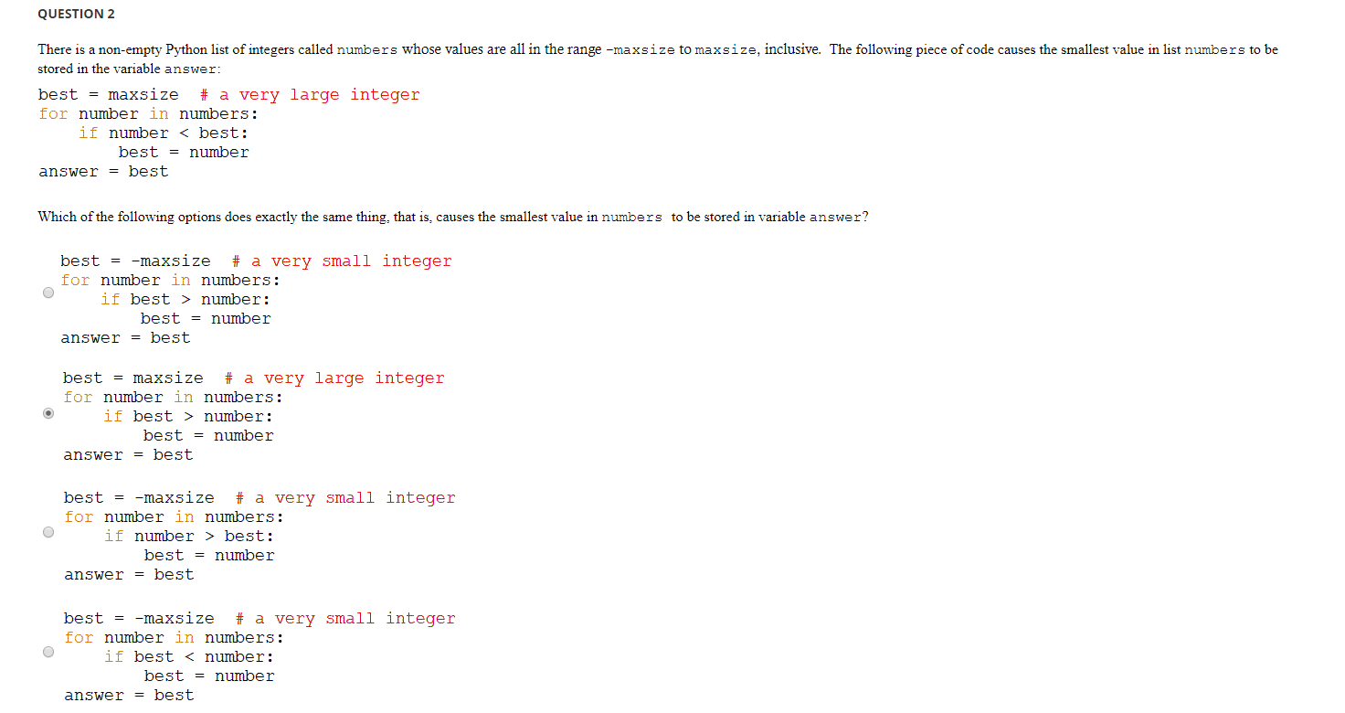 Solved QUESTION 2 There is a non-empty Python list of | Chegg.com