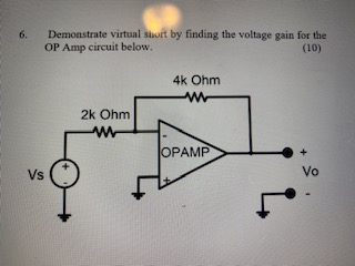 Solved 6. Demonstrate virtual short by finding the voltage | Chegg.com