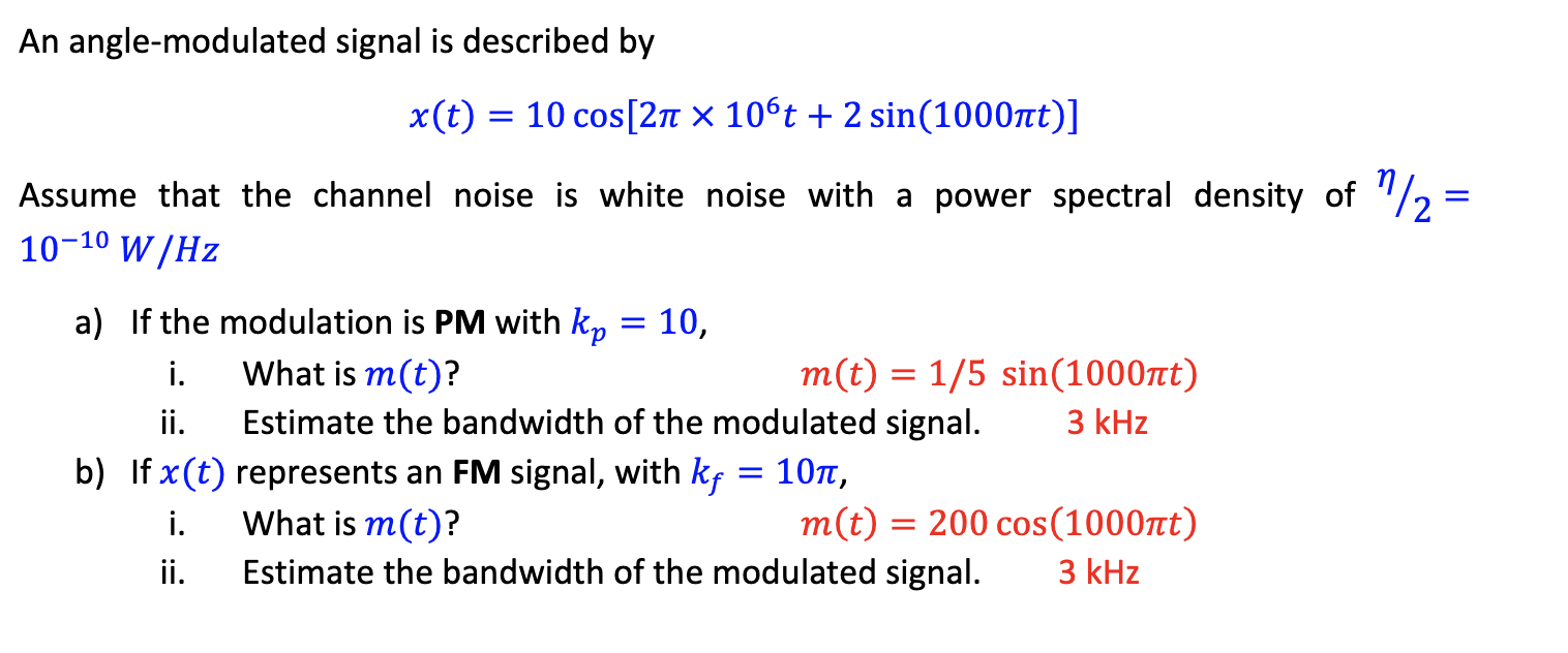 Solved An angle-modulated signal is described by | Chegg.com