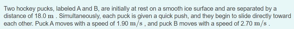 Solved Two hockey pucks, labeled A and B, are initially at | Chegg.com