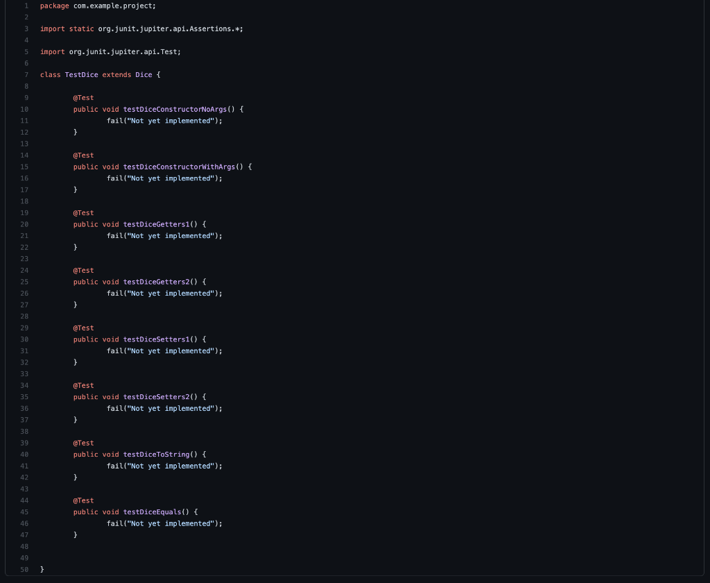 Solved The Assignment In the Dice.Java file: create a class | Chegg.com