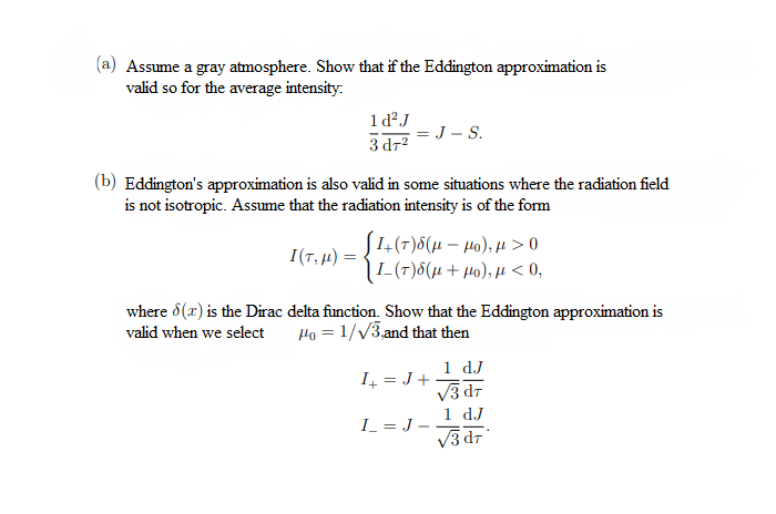 Solved (a) ﻿Assume a gray atmosphere. Show that if the | Chegg.com