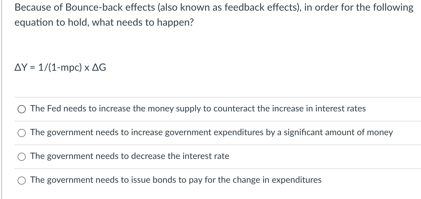 Solved Because of Bounce-back effects (also known as | Chegg.com
