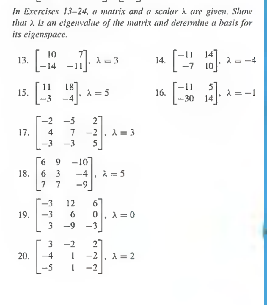 Solved In Exercises 13–24, a marrix and a scalar , are | Chegg.com
