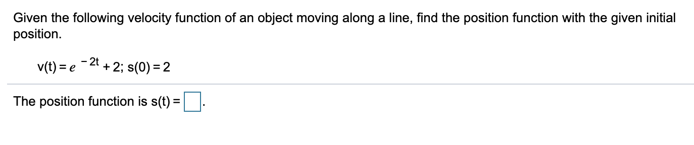 Solved Given The Following Velocity Function Of An Object 