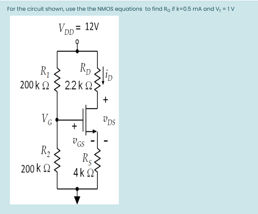 Solved For the circuit shown, use the the NMOS equations to | Chegg.com