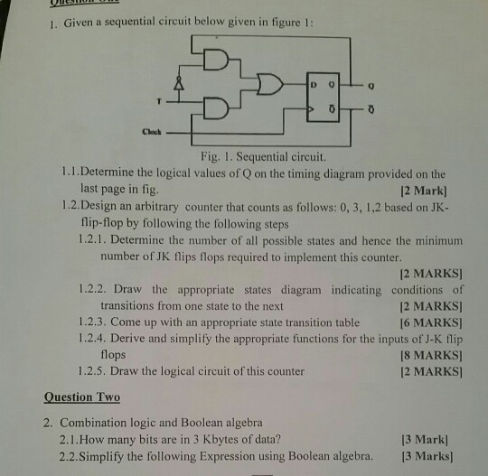 Solved UULI 1. Given a sequential circuit below given in | Chegg.com