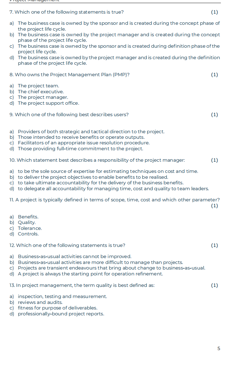 Solved Project Management This assignment consists of 21 | Chegg.com