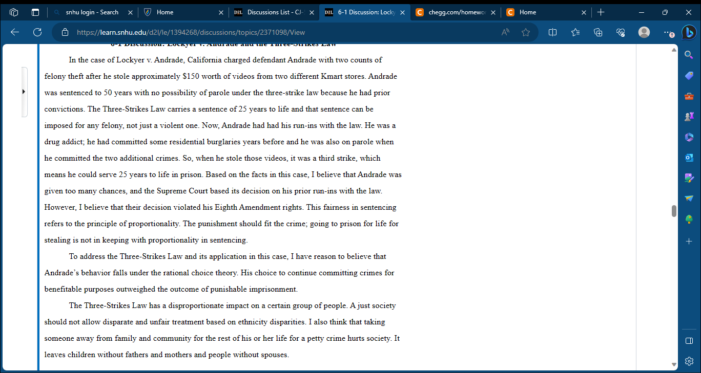 Solved In the case of Lockyer v. ﻿Andrade, California | Chegg.com