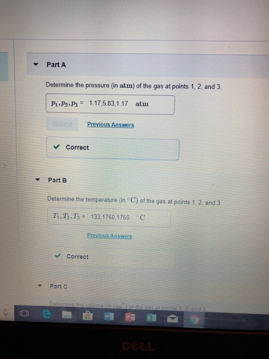 Solved Part A Determine the pressure (in atm) of the gas | Chegg.com