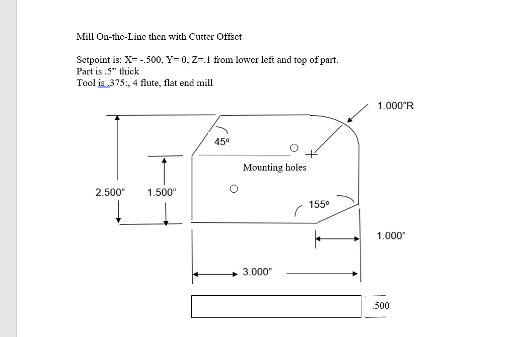 Solved Mill On-the-Line then with Cutter Offset Setpoint is: | Chegg.com