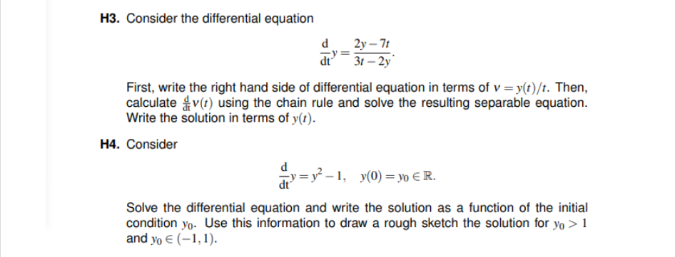 Solved H3. Consider the differential equation | Chegg.com