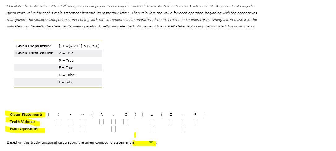 Solved Calculate the truth value of the following compound | Chegg.com