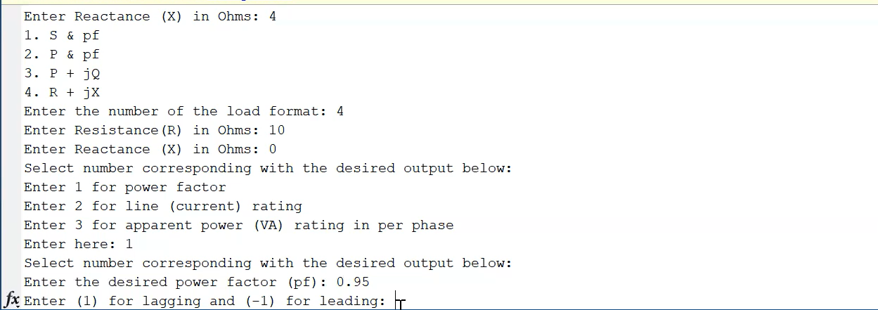 Solved Type of System: Enter 1 for Single Phase System Enter | Chegg.com