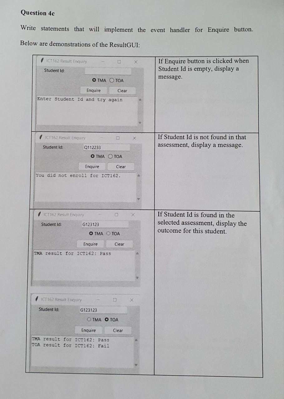 Solved A prototype GUI is developed to allow students to | Chegg.com