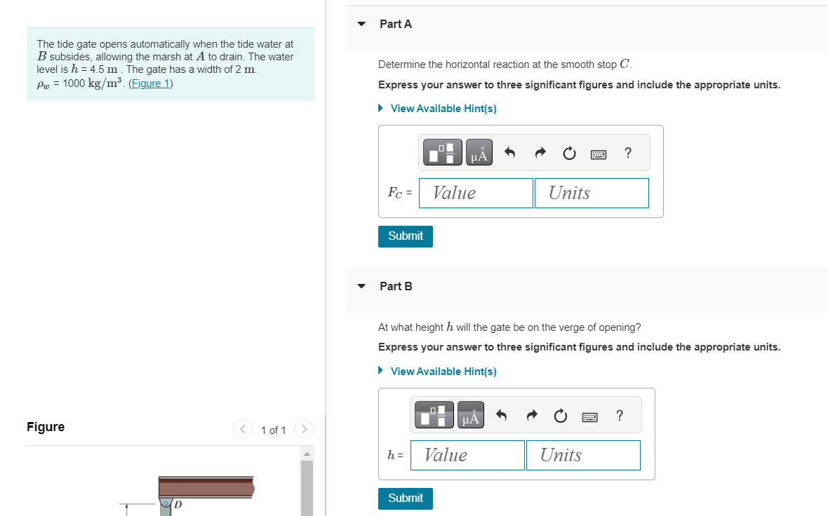 Part AThe tide gate opens automatically when the tide | Chegg.com