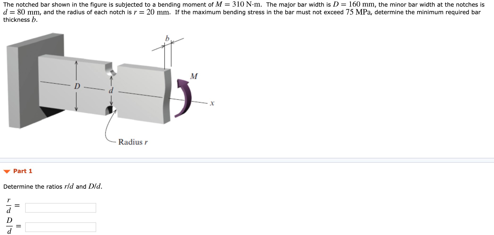 Solved The notched bar shown in the figure is subjected to a | Chegg.com