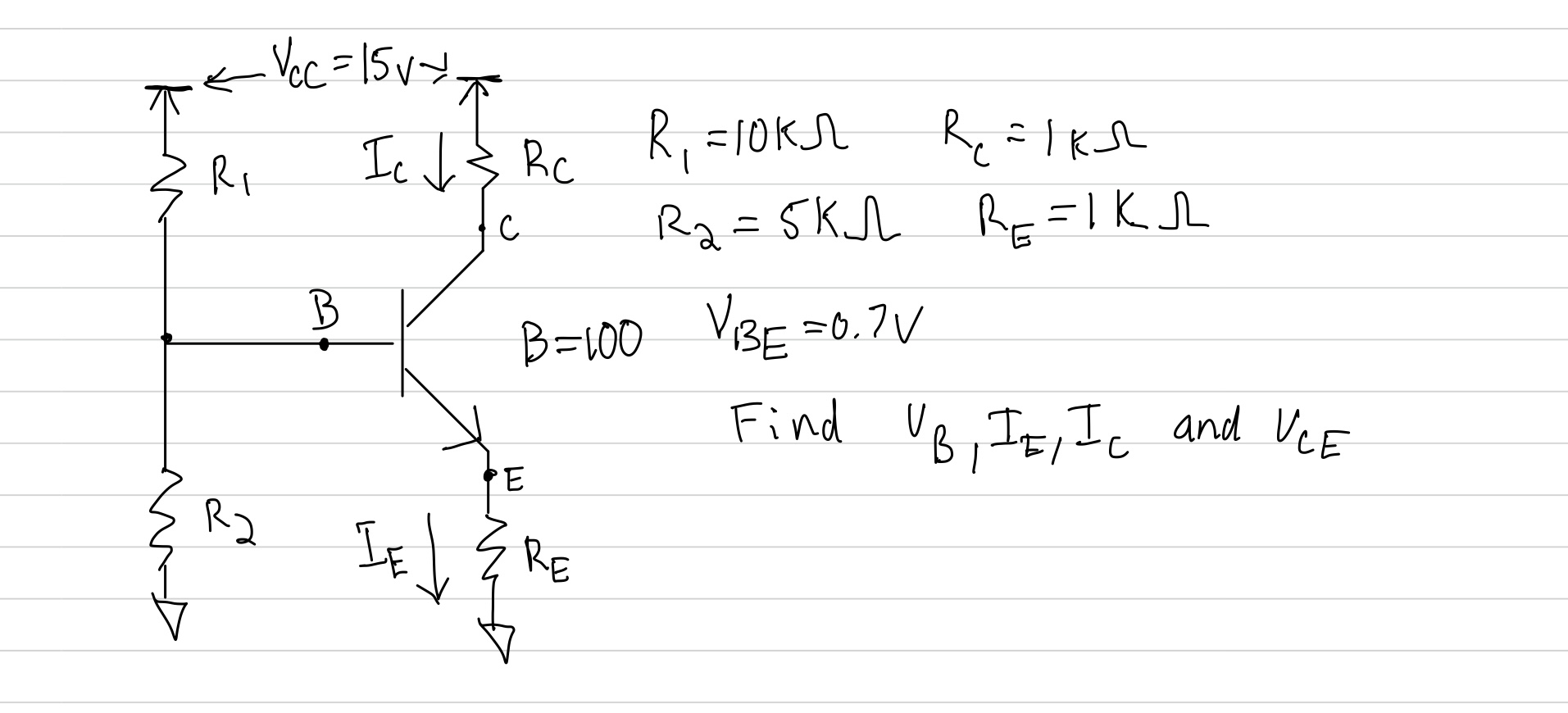 Solved Find Vb, ﻿Ie, ﻿Ic, ﻿and Vce | Chegg.com