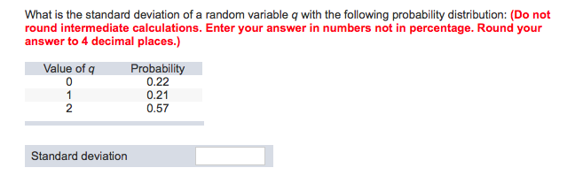 Solved What Is The Standard Deviation Of A Random Variable Q