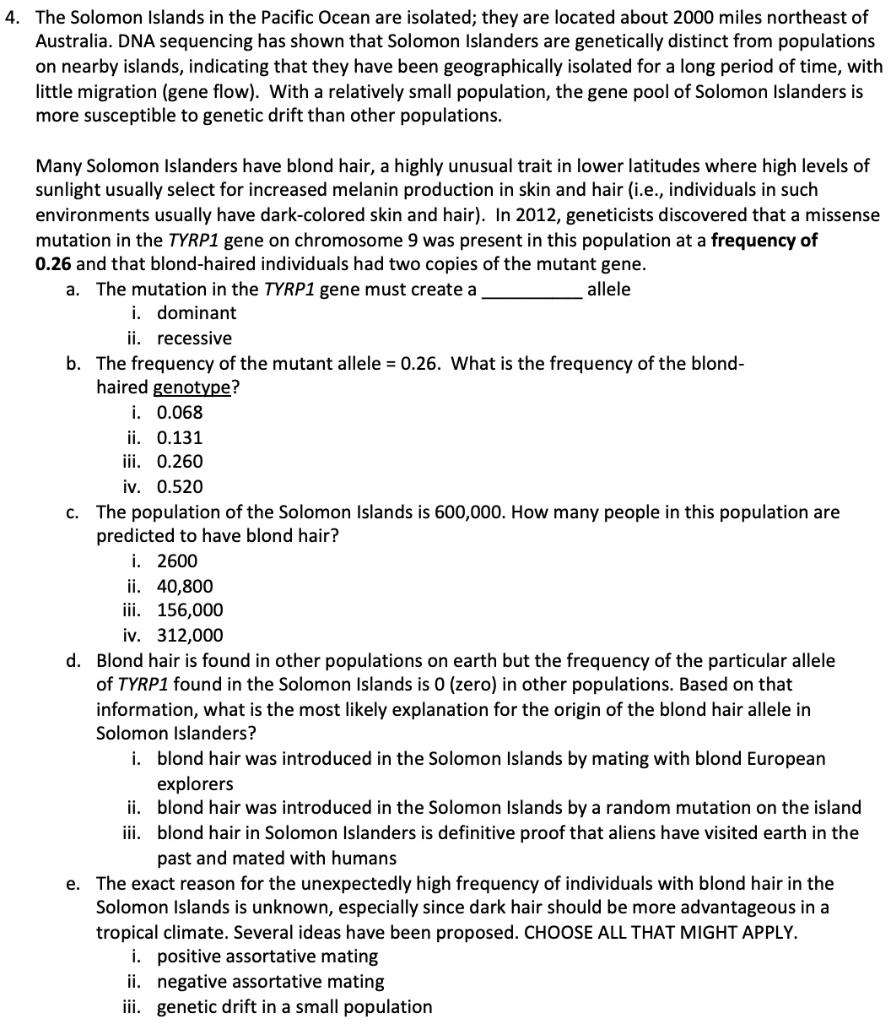 4. The Solomon Islands in the Pacific Ocean are | Chegg.com