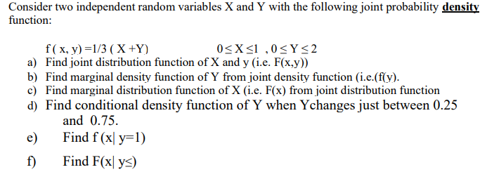 Consider two independent random variables X and Y | Chegg.com