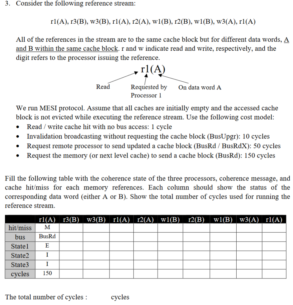 Solved 3. Consider the following reference stream: r1(A), | Chegg.com