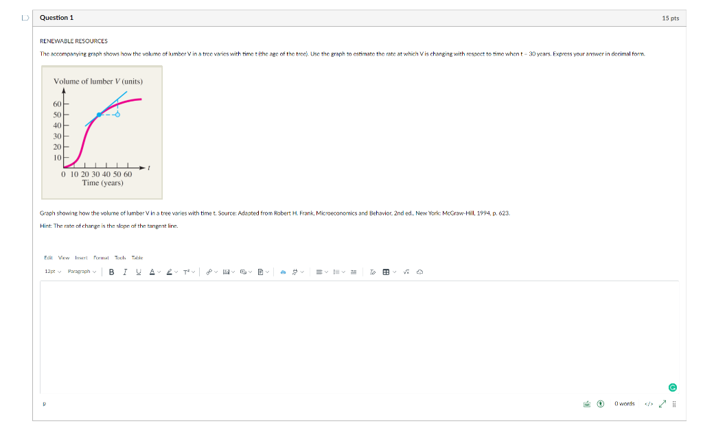 Solved Graph showing how the volune of lumber V in a tree | Chegg.com