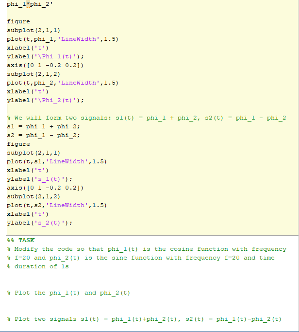 Solved phi_1*phi_2" figure subplot (2,1,1) plot (t, phi_l, | Chegg.com