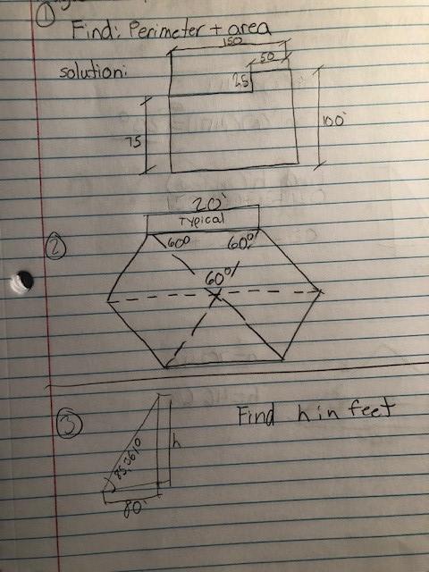 Solved 15. Find Perimeter + area solution: 25 150 7 100 75 | Chegg.com