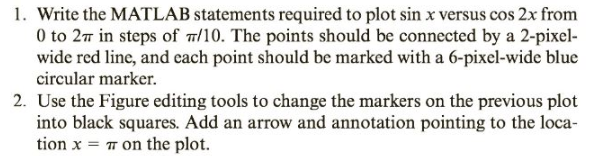 Solved 1. Write the MATLAB statements required to plot sin x | Chegg.com