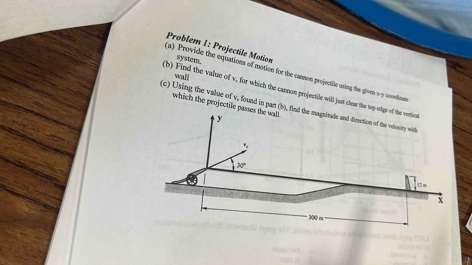 Solved Problem 1: Projectile Motion (a) Provide the | Chegg.com