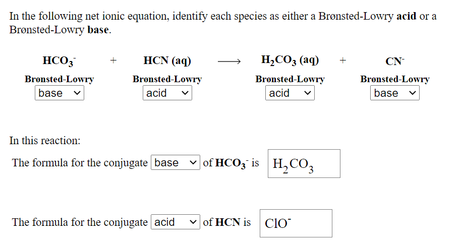 Solved In the following net ionic equation, identify each | Chegg.com