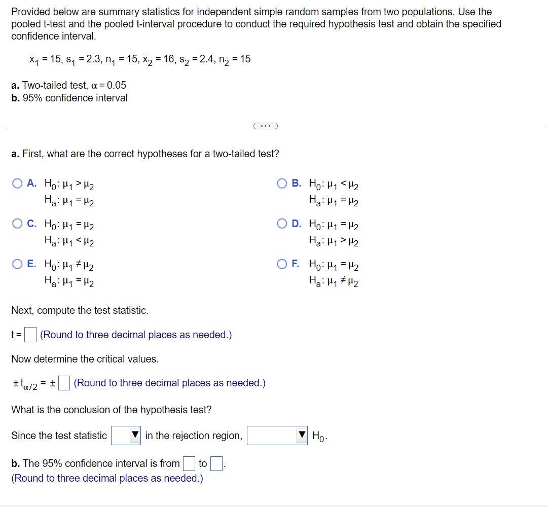 Solved Provided below are summary statistics for independent | Chegg.com