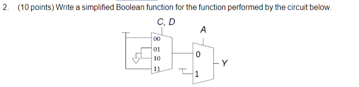Solved 2. (10 points) Write a simplified Boolean function | Chegg.com
