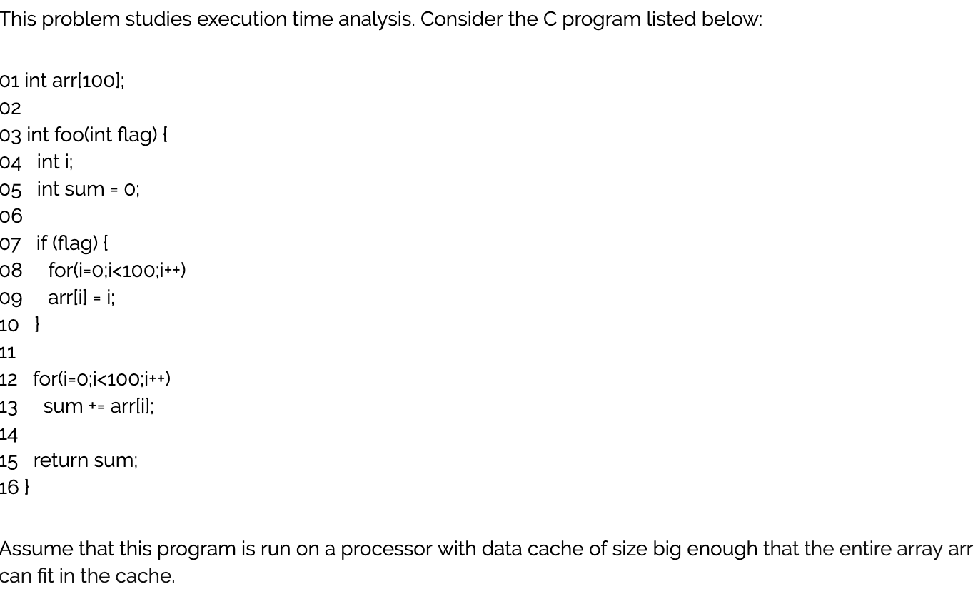 This problem studies execution time analysis. | Chegg.com