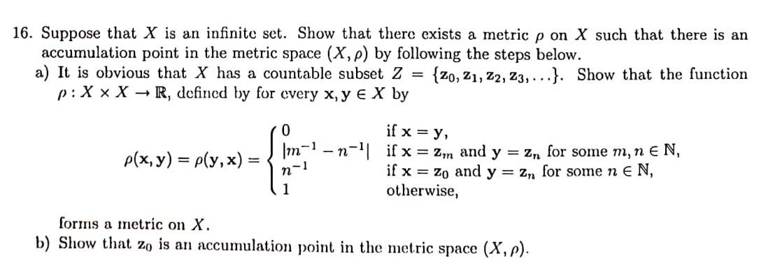Solved 16. Suppose that X is an infinite set. Show that | Chegg.com
