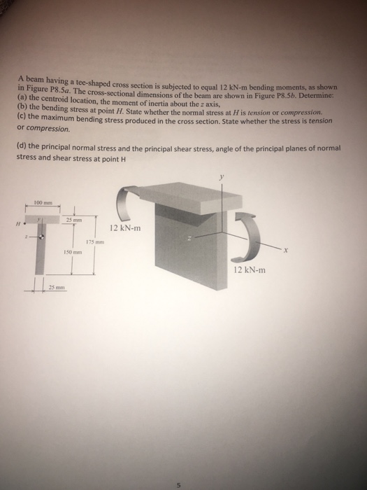 Solved A beam having a tee-shaped cross section is subjected | Chegg.com