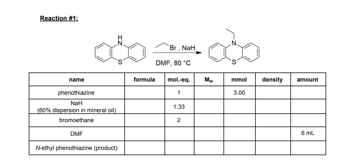 Solved Reaction #1: Br, NaH DMF, 80 °C S name formula | Chegg.com