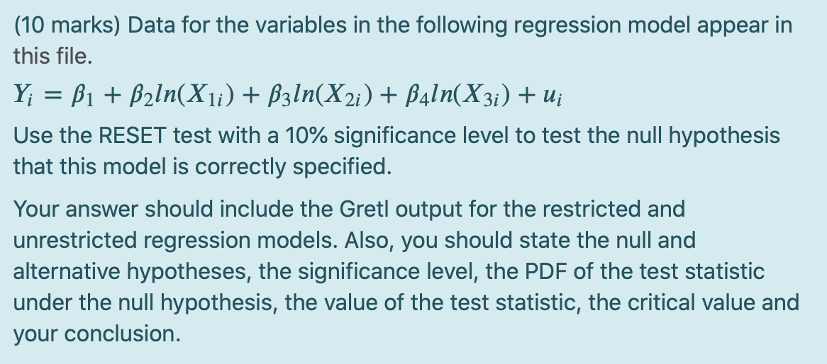 RESET test for specification (squares and cubes) | Chegg.com