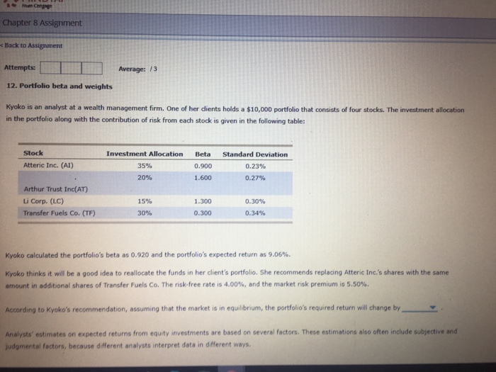 Solved Chapter 8 Assignment e Back to Assignment Attempts: | Chegg.com